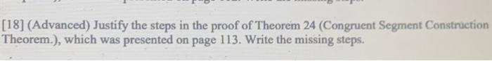 Solved Theorem 24 Congruent Segment Construction Theorem. | Chegg.com
