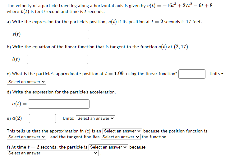 Solved The velocity of a particle traveling along a | Chegg.com