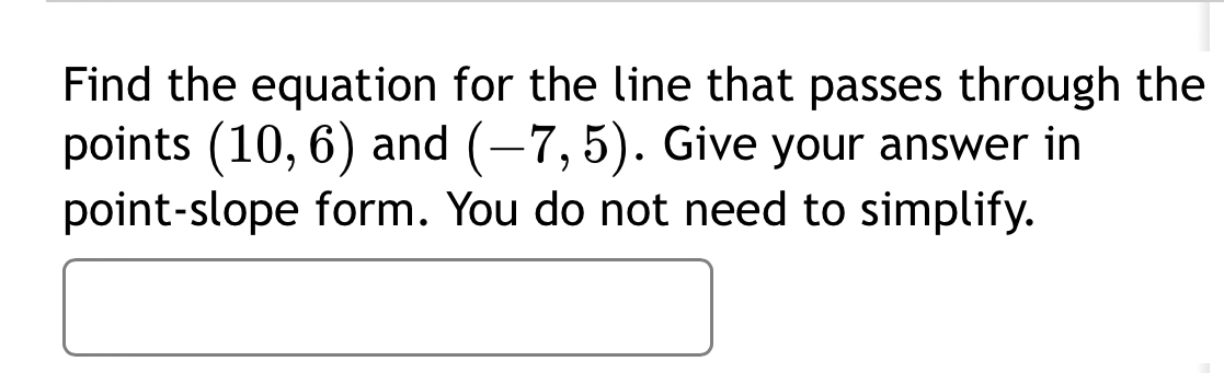 Solved Find the equation for the line that passes through | Chegg.com