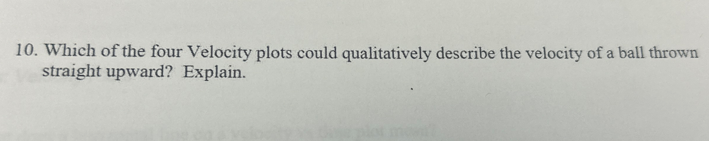 Solved Which of the four Velocity plots could qualitatively | Chegg.com