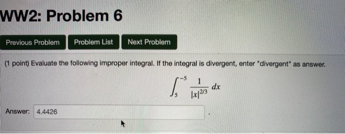 Solved WW2: Problem 6 Previous Problem Problem List Next | Chegg.com