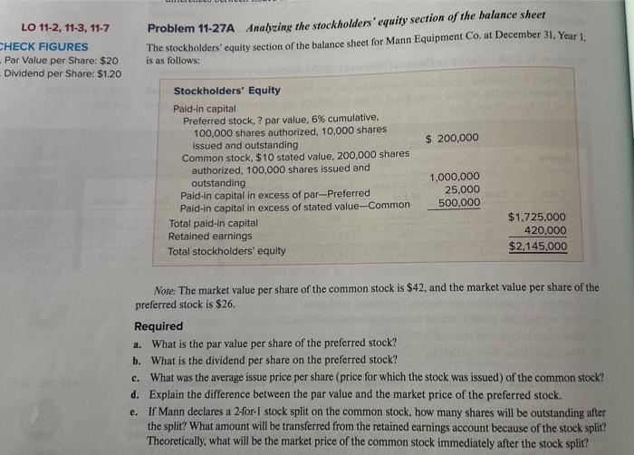 Solved LO 11-2, 11-3, 11-7 Problem 11-27A Anabzing the | Chegg.com