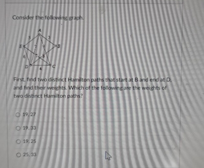 Solved Consider the following graph.First, find two distinct | Chegg.com