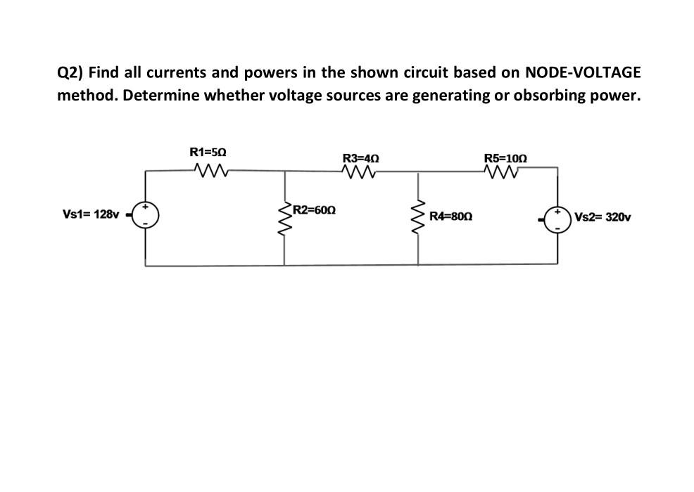 Solved Q2) Find all currents and powers in the shown circuit | Chegg.com
