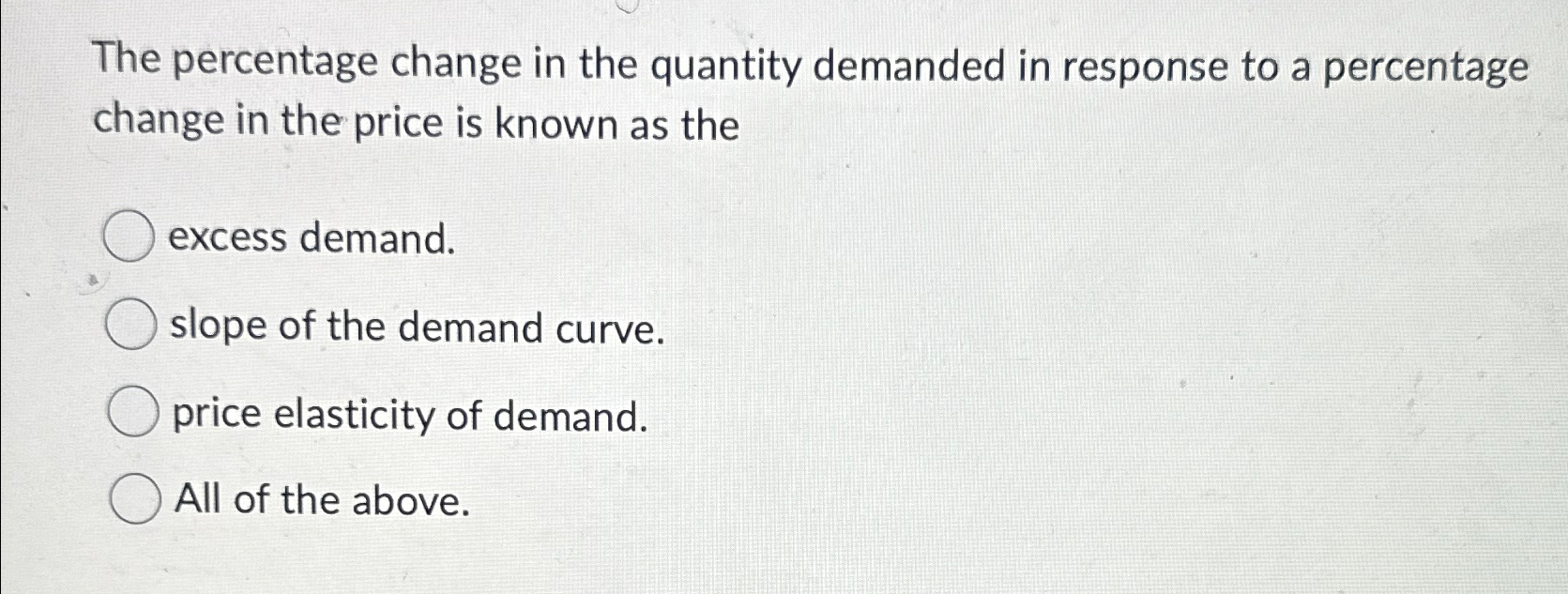 Solved The percentage change in the quantity demanded in | Chegg.com
