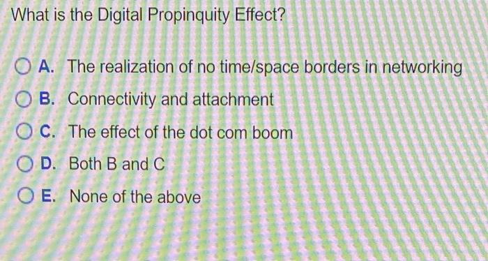 What is the Digital Propinquity Effect? A. The | Chegg.com
