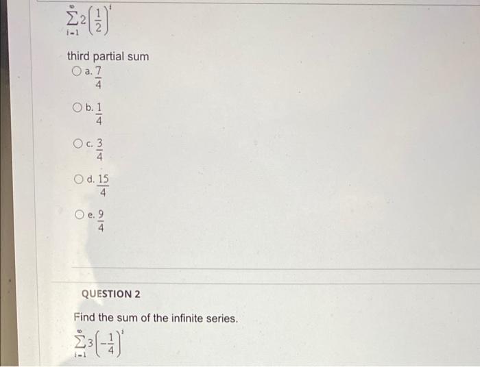 Solved 1. find the indicated partial sum of the series(third | Chegg.com