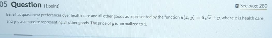 Solved 05 ﻿Question (1 ﻿point)1] ﻿See page 280Belle has | Chegg.com