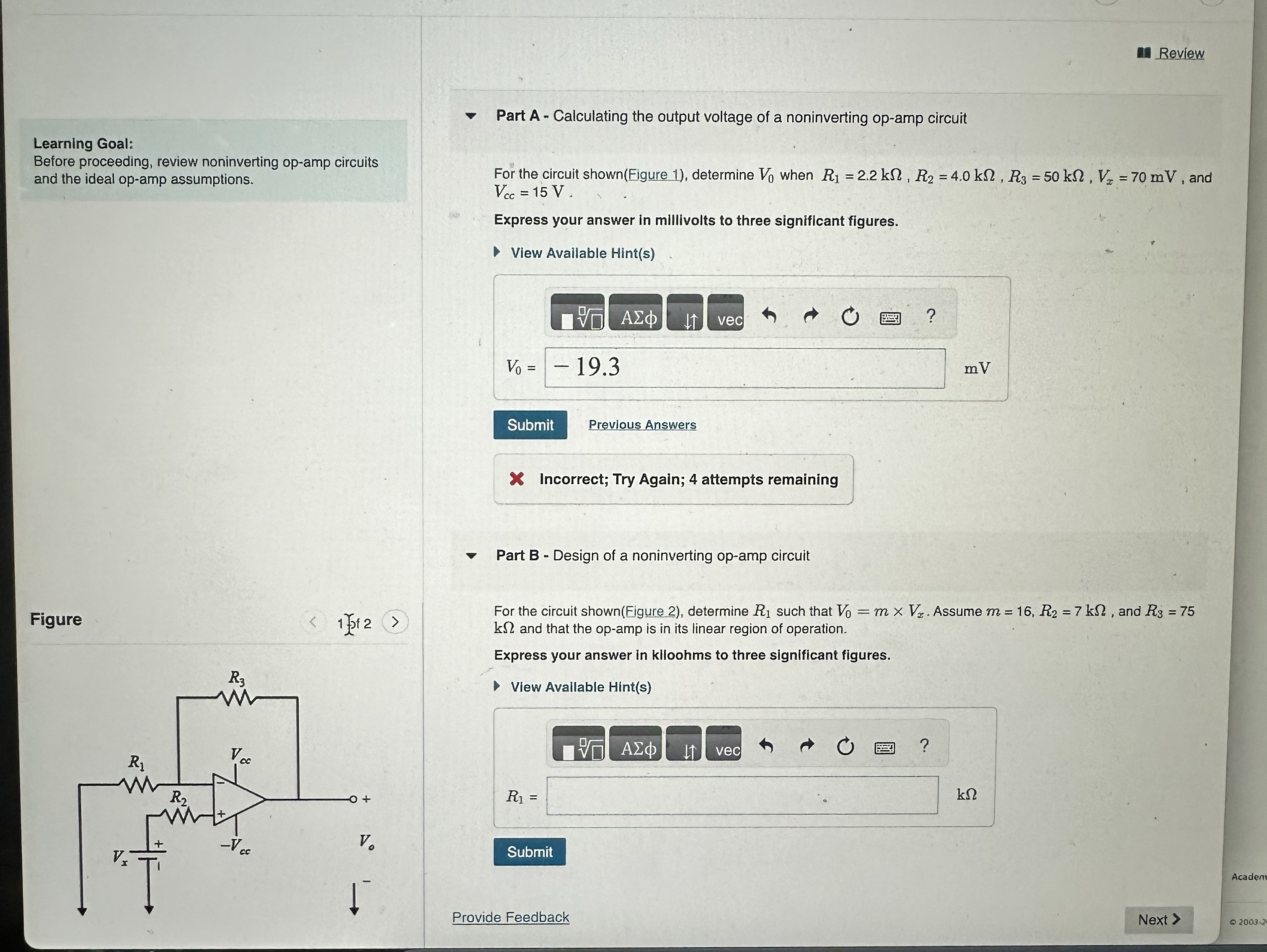 Solved Learning Goal:Before proceeding, review noninverting | Chegg.com