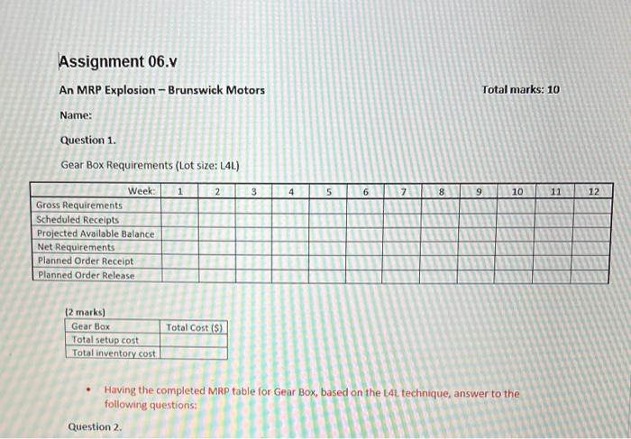 Solved An MRP Explosion - Brunswick Motors Recently, Phil | Chegg.com