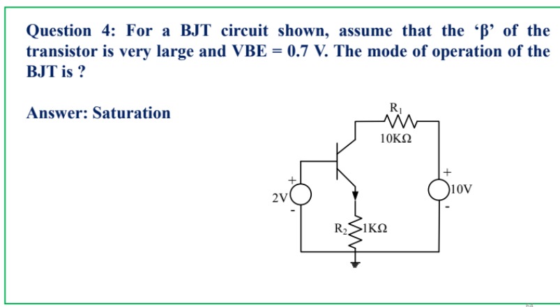 Solved Question 4: For a BJT circuit shown, assume that the | Chegg.com