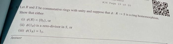 Solved Let R and S be commutative rings with unity and | Chegg.com