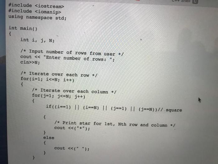 Solved write c++ program by using nested loop as shown in | Chegg.com