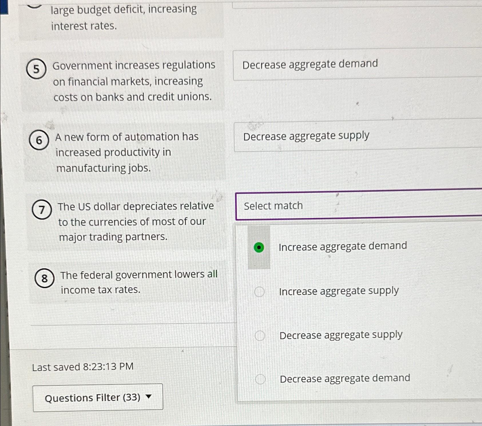 Solved large budget deficit, increasing interest | Chegg.com