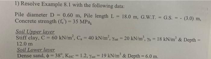 Solved Example 8.1 Determine the allowable load capacity for | Chegg.com