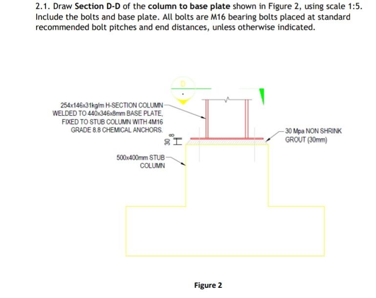 Solved 2.1. Draw Section D-D of the column to base plate | Chegg.com