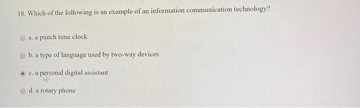 Solved 18. Which of the following is an example of an | Chegg.com