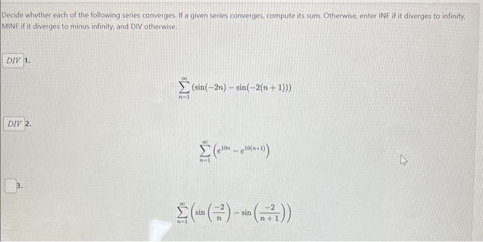 Solved Decide whether each of the following series | Chegg.com