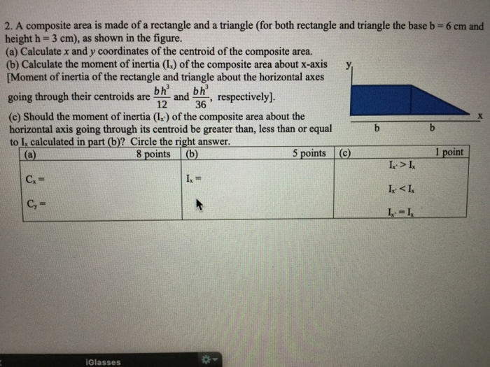 Solved 2. A composite area is made of a rectangle and a | Chegg.com