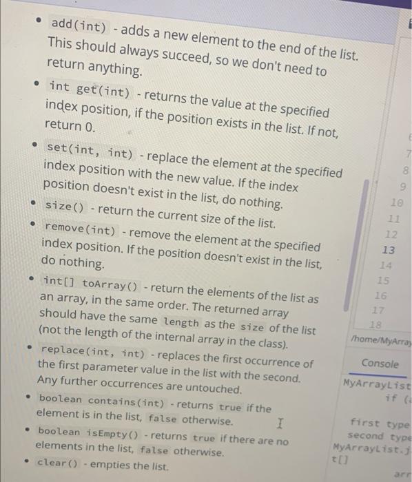 Solved In this exercise we'll expand upon the MyArrayList | Chegg.com