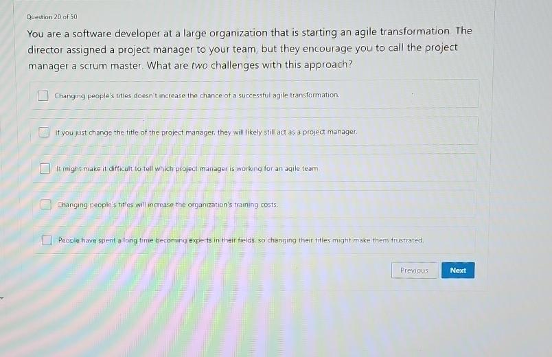 Solved Question 20 ﻿of 50You are a software developer at a | Chegg.com