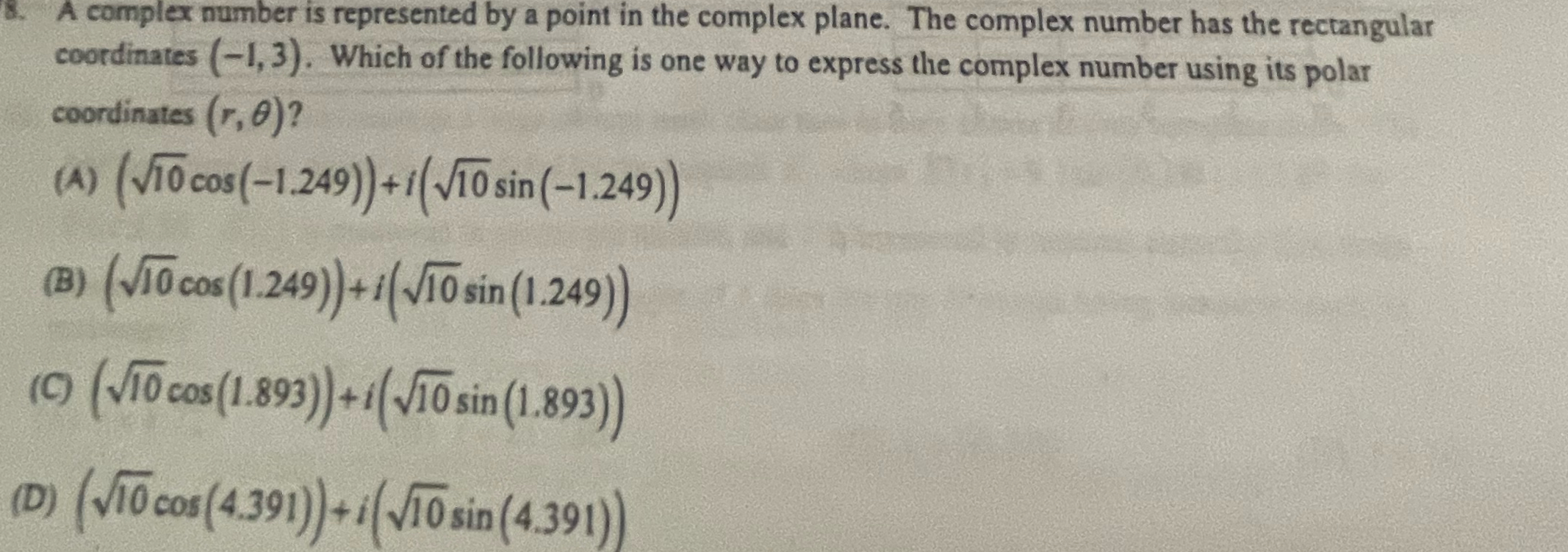 Solved A complex number is represented by a point in the | Chegg.com