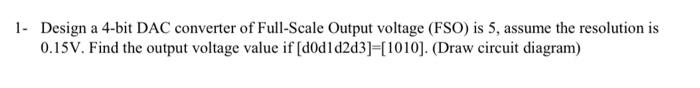 1- Design a 4-bit DAC converter of Full-Scale Output | Chegg.com