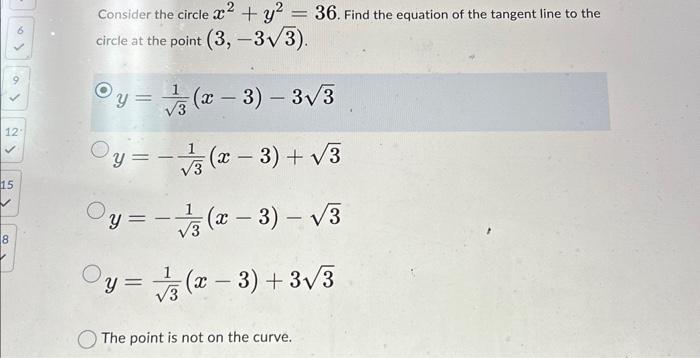 Solved Consider the circle x2+y2=36. Find the equation of | Chegg.com