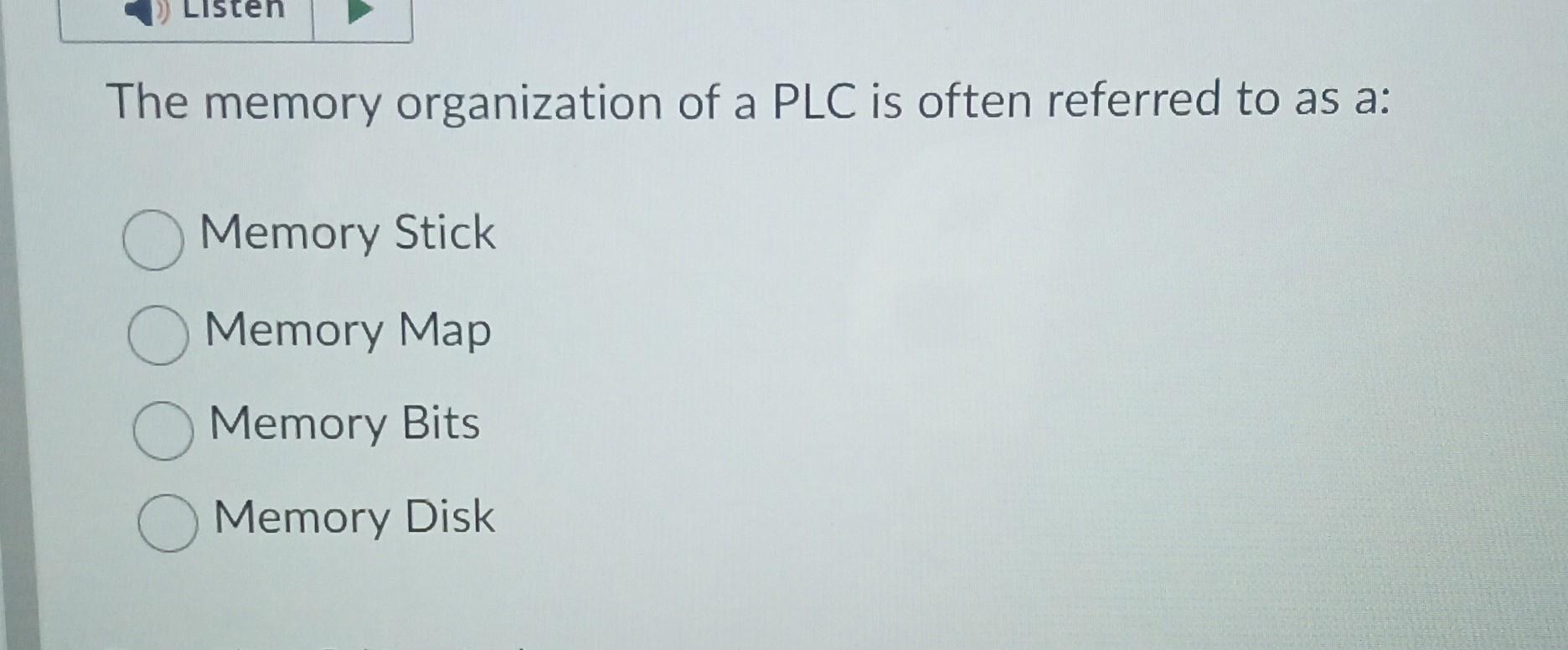 The memory organization of a PLC is often referred to | Chegg.com