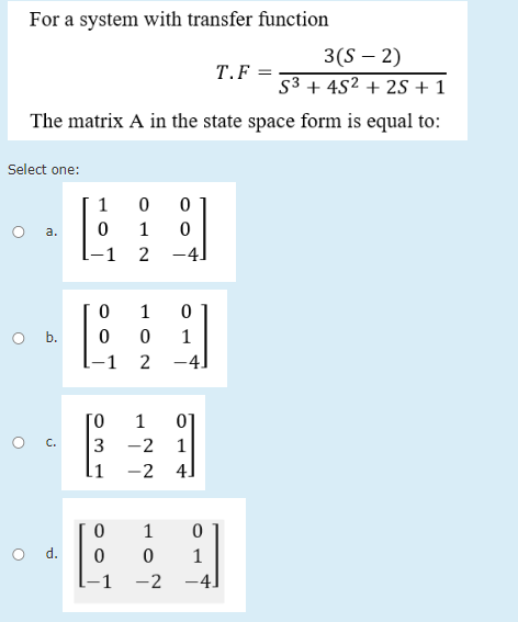 Solved For a system with transfer | Chegg.com