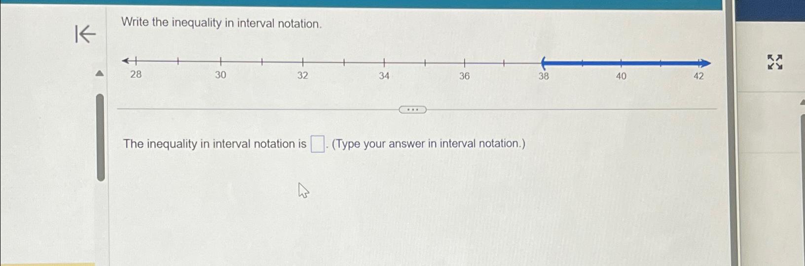 Solved Write the inequality in interval notation.The | Chegg.com