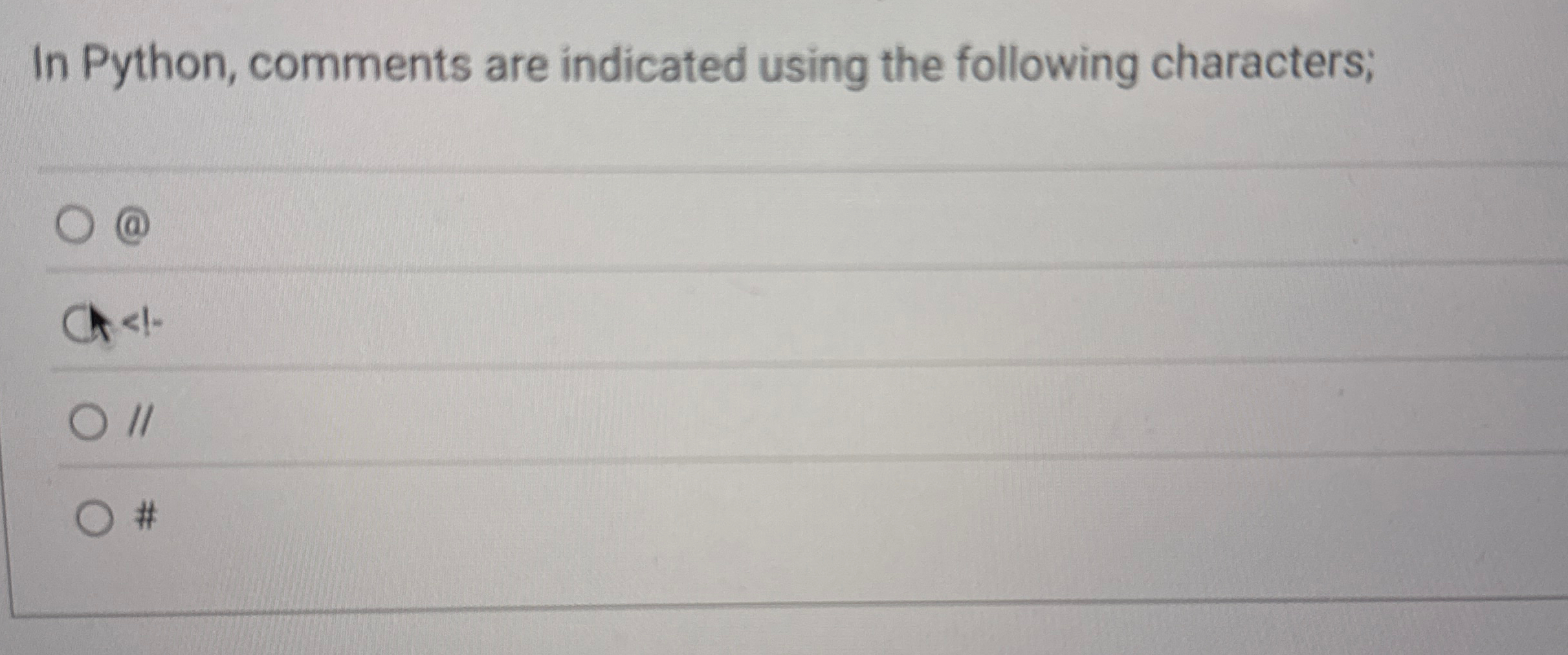 Solved In Python, comments are indicated using the following | Chegg.com