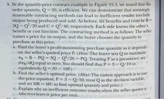 9. In the quantity-price contract example in Figure | Chegg.com
