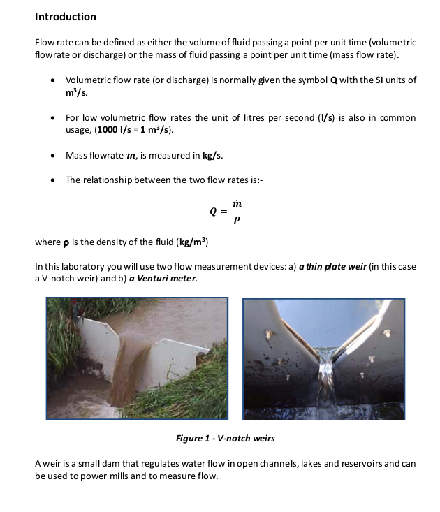 Solved m=m=Introduction Flow rate can be defined as either | Chegg.com