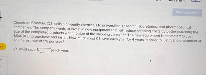 Solved Chemicals Scientific (CS) sells high-purity chemicals | Chegg.com