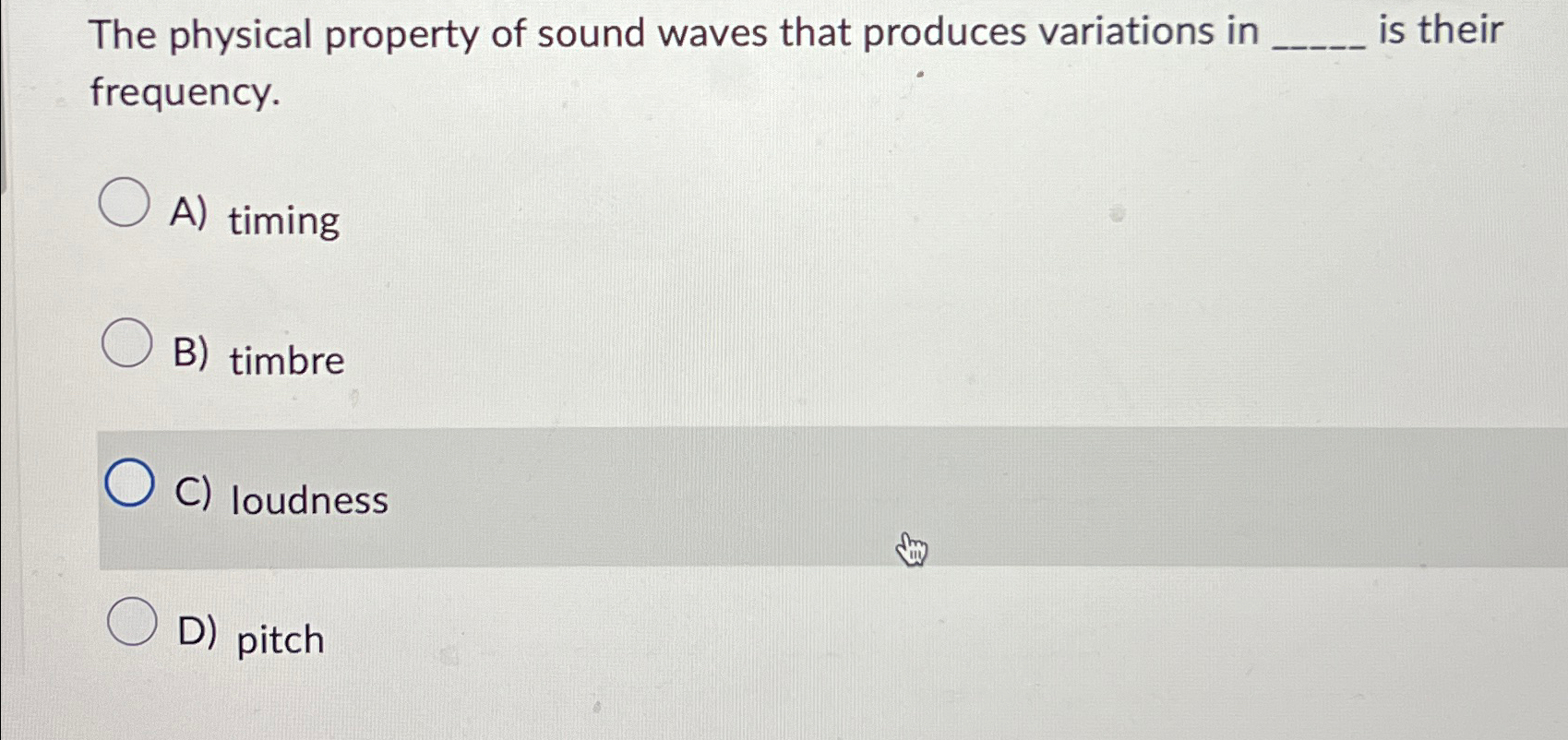 Solved The physical property of sound waves that produces | Chegg.com