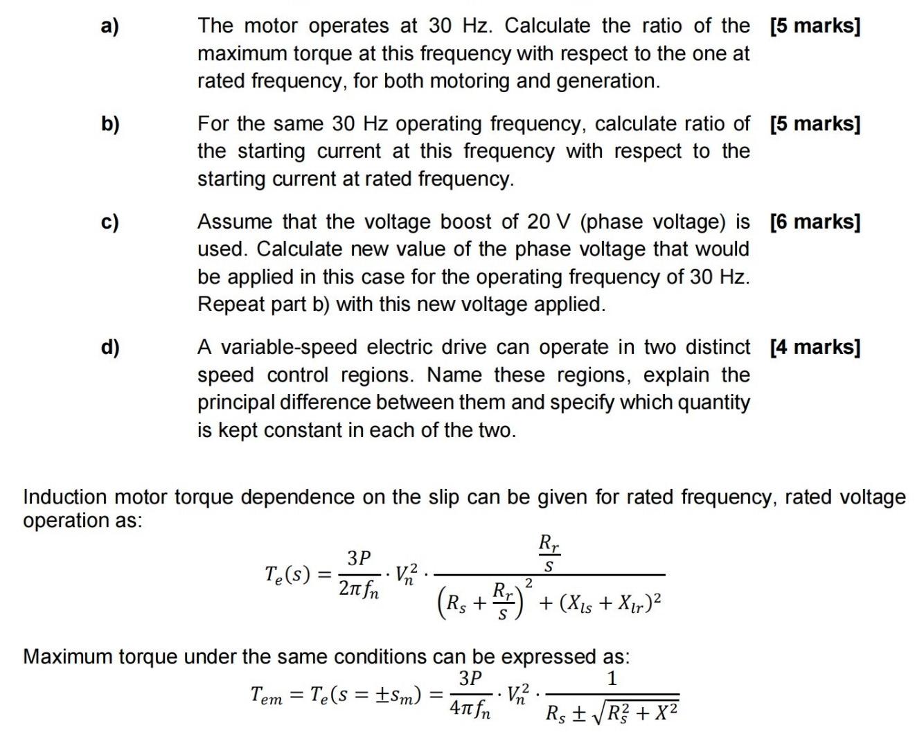 Solved The motor operates at 30 Hz. Calculate the ratio of | Chegg.com