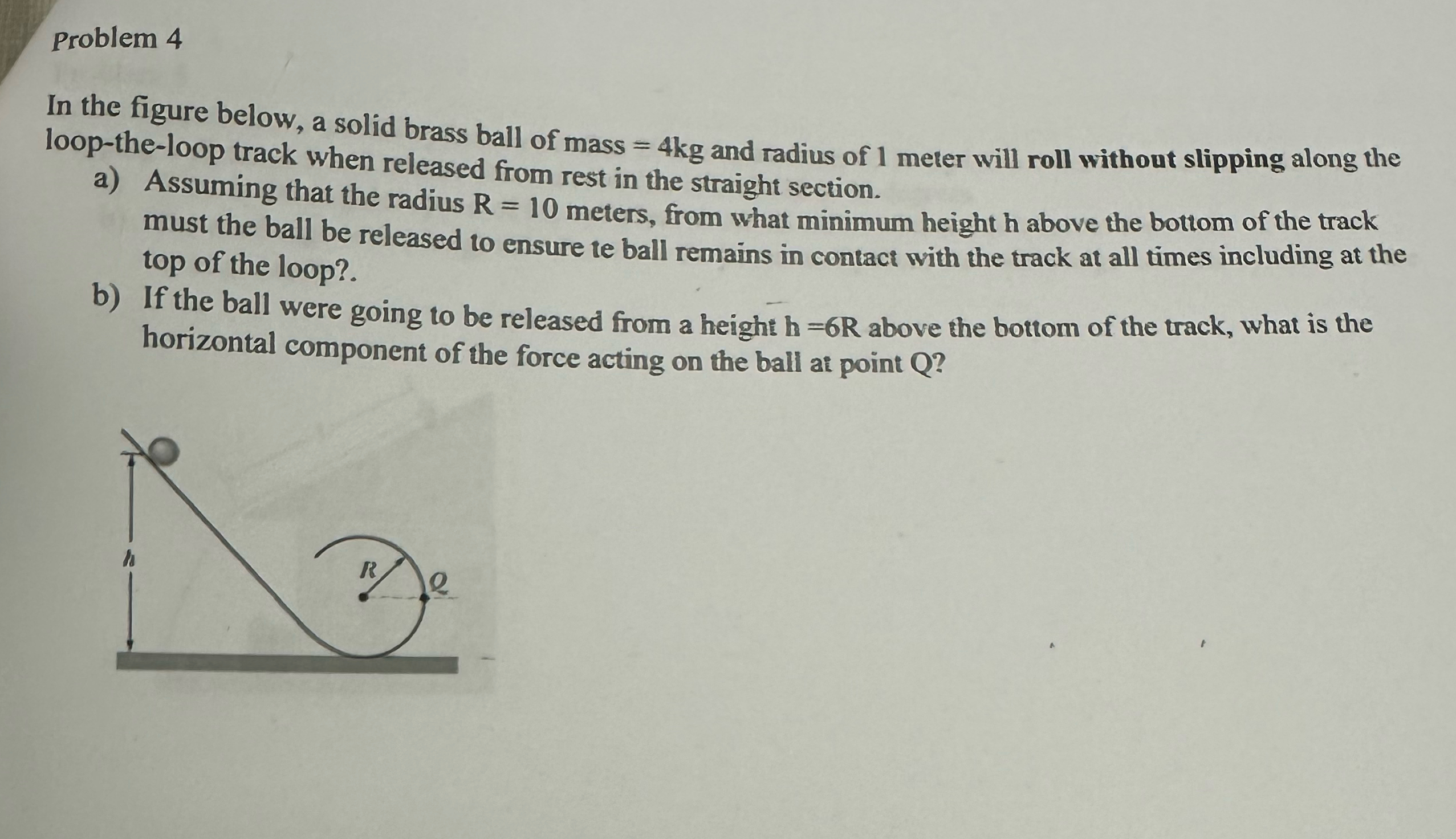 Solved Problem 4In the figure below, a solid brass ball of | Chegg.com