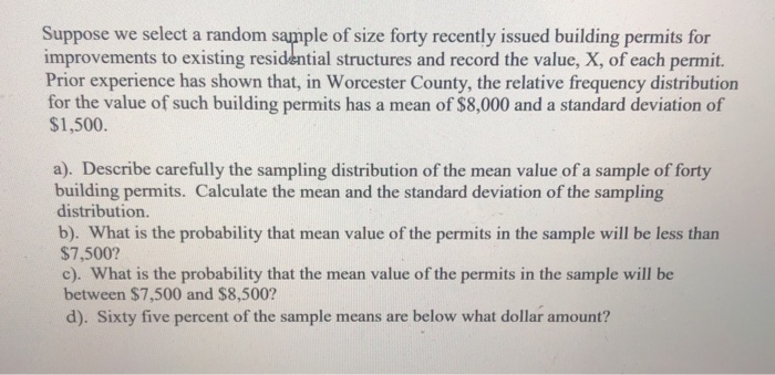 Solved Suppose we select a random sample of size forty | Chegg.com