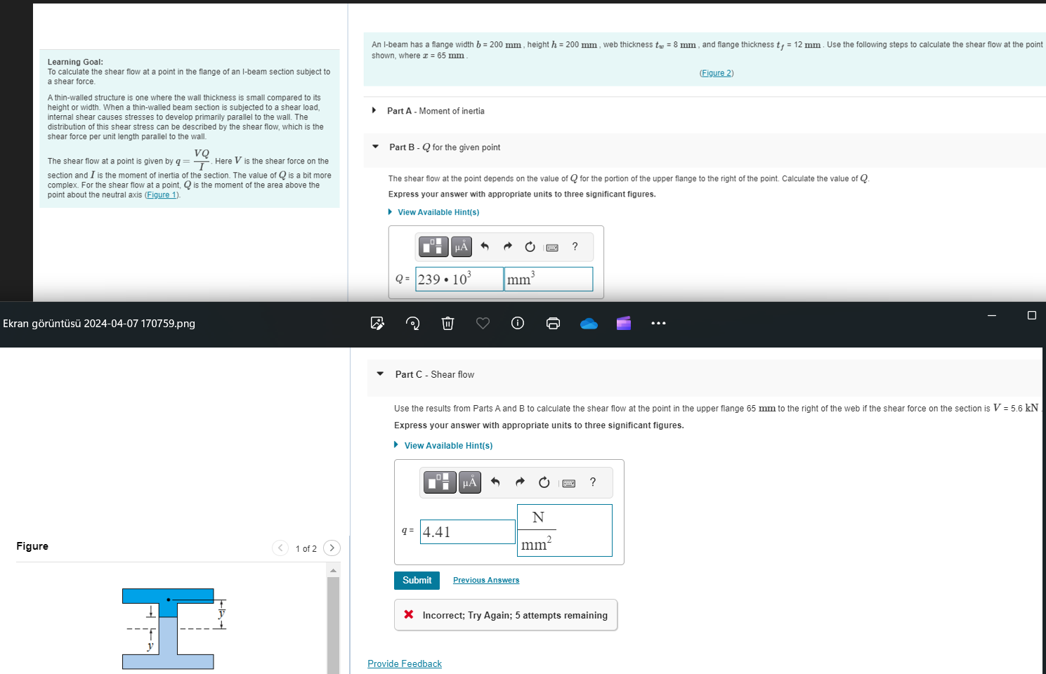 Solved Learning Goal: To calculate the shear flow at a point | Chegg.com