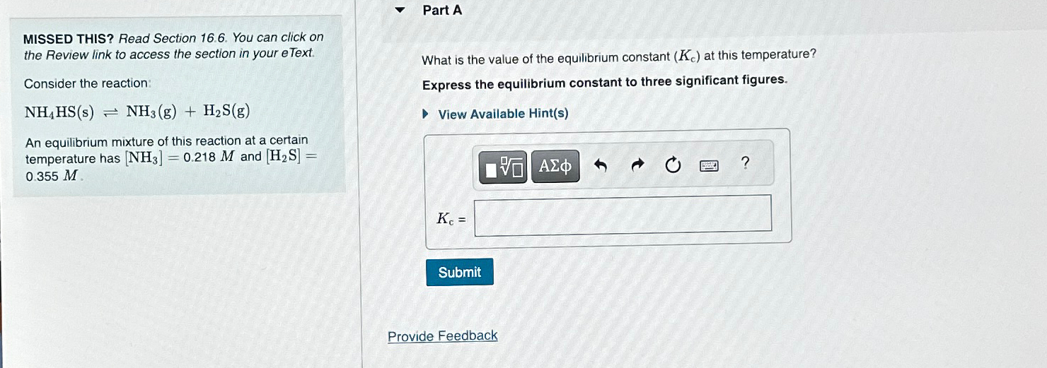 Solved Part AMISSED THIS? Read Section 16.6. ﻿You can click | Chegg.com