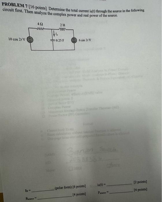 Solved PROBLEM 7 [16 points] Determine the total current | Chegg.com