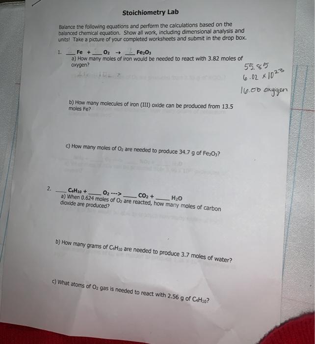 Solved Stoichiometry Lab Balance the following equations and | Chegg.com