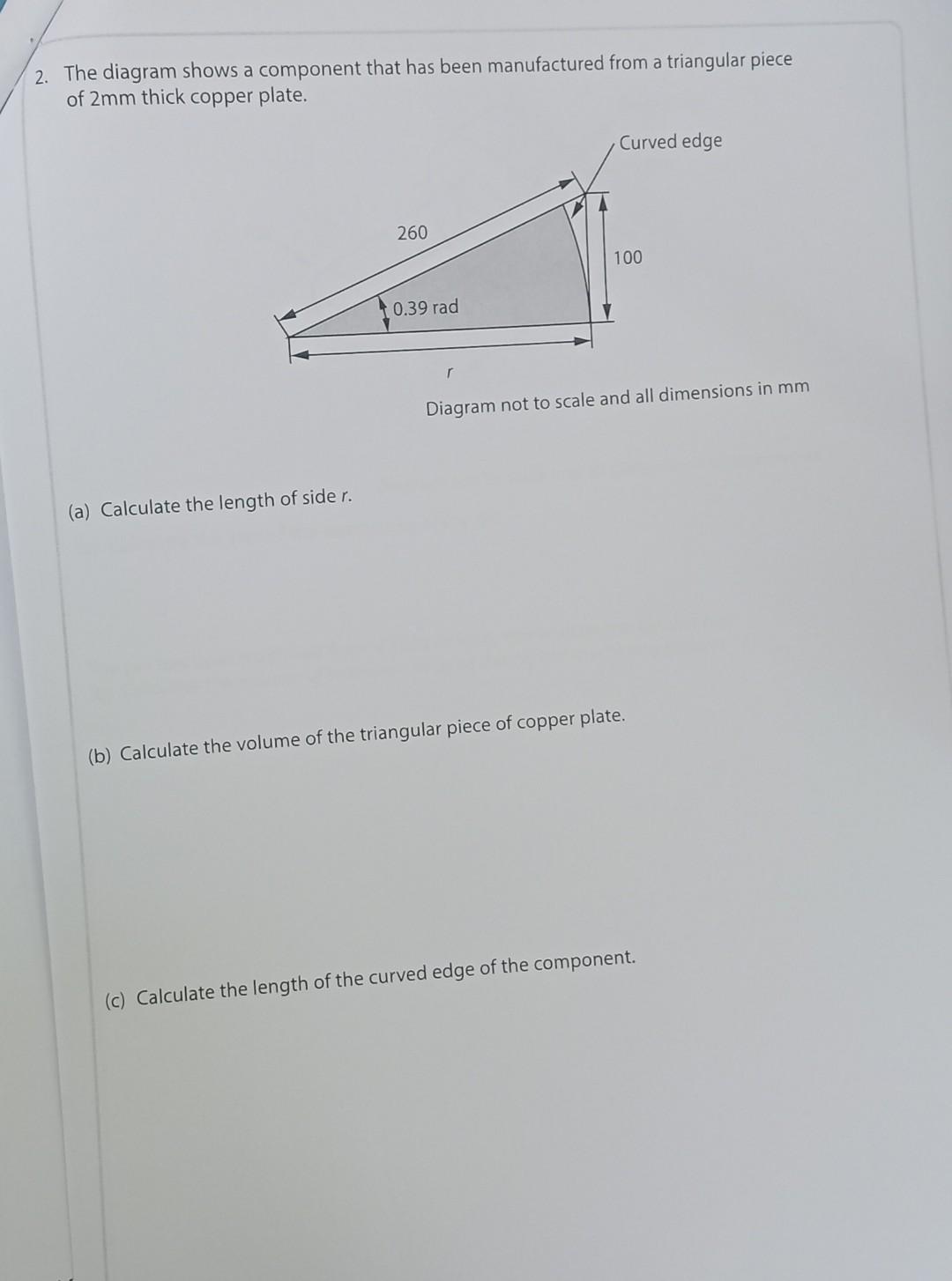 Solved 2. The diagram shows a component that has been | Chegg.com