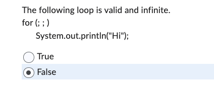 Solved The following loop is valid and infinite.for (; ; | Chegg.com