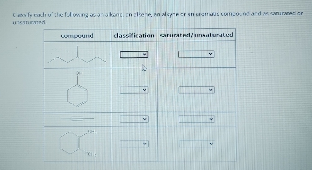 Solved Classify each of the following as an alkane, an | Chegg.com