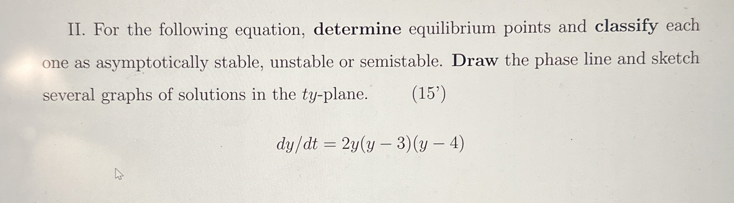 Solved II. ﻿For the following equation, determine | Chegg.com