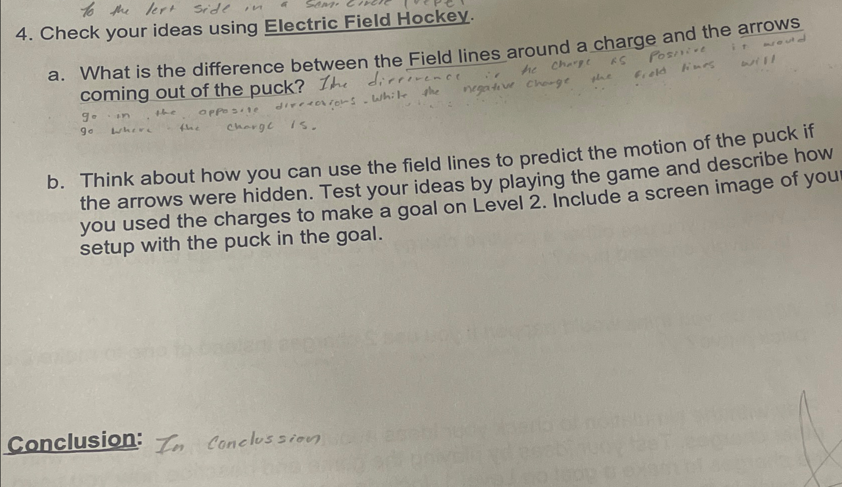 Solved Check your ideas using Electric Field Hockey.a. ﻿What | Chegg.com