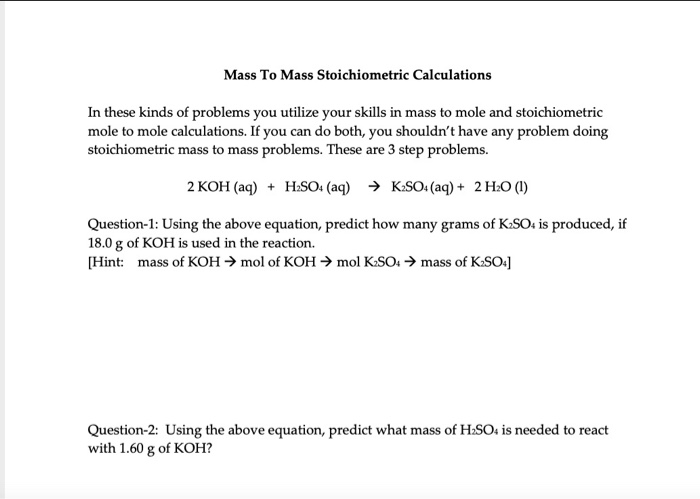 Solved stoichiometry mole to mole calculations-questions 1 | Chegg.com