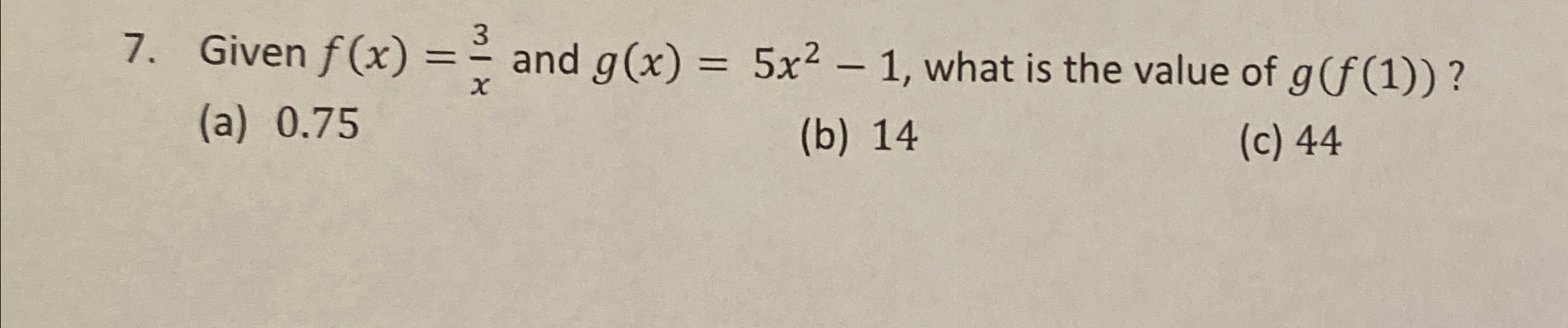 Solved Given f(x)=3x ﻿and g(x)=5x2-1, ﻿what is the value of | Chegg.com